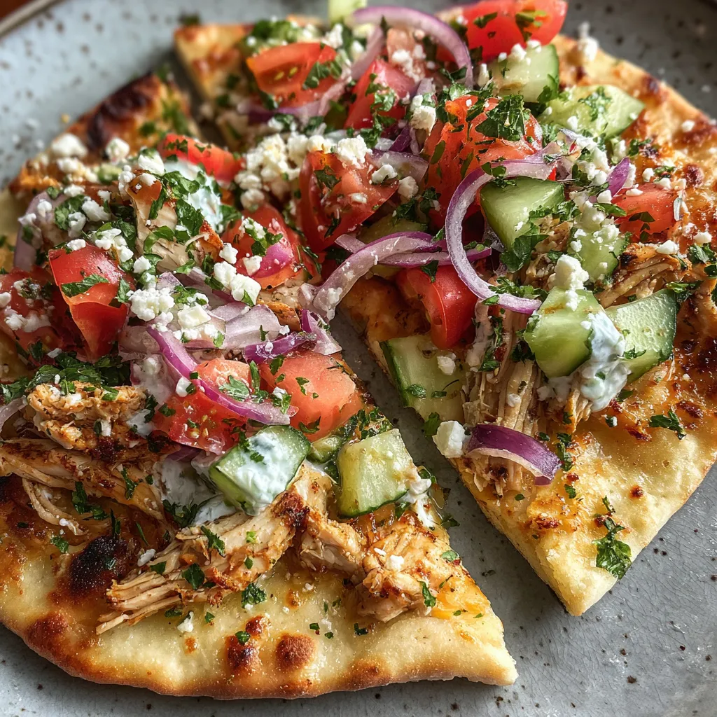 Greek Chicken Flatbread – Cooking With Martha